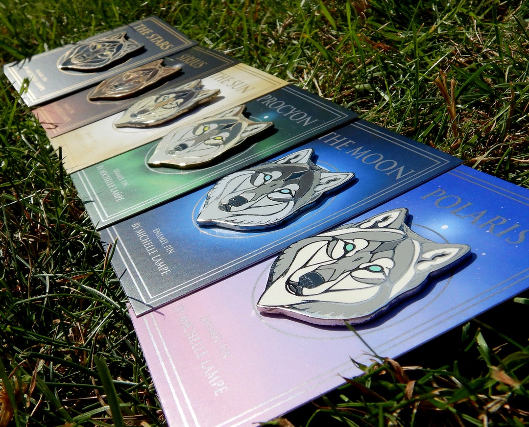 Full Set of 6 Variation B Wolf Pins / Wolf Head / Hard Enamel Pin ...