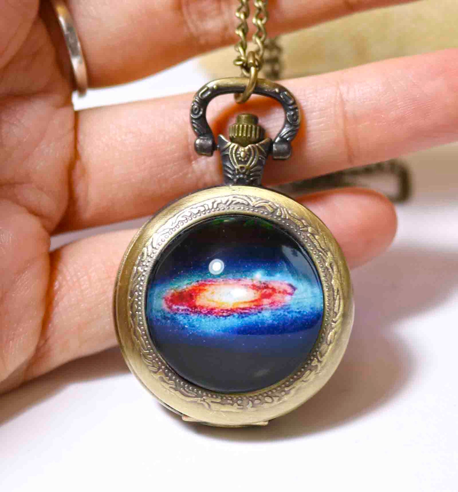Cosmic Nebula Galaxy Pocket Watch Long Chained - Etsy