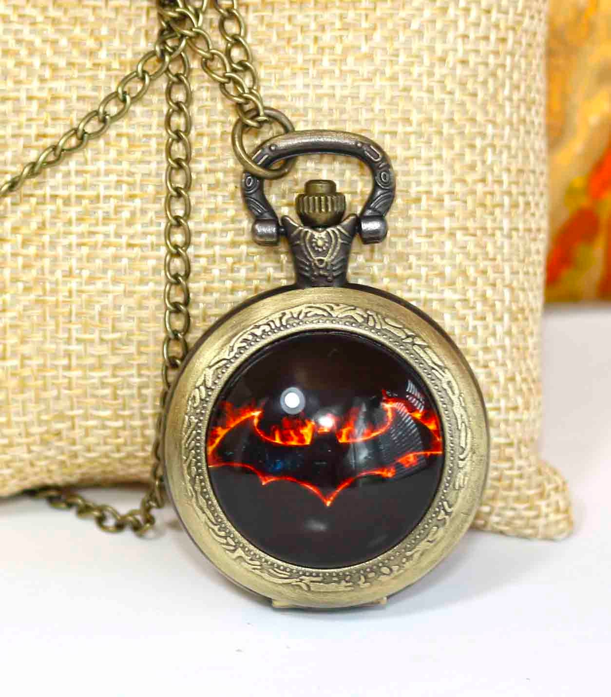 Bat Handmade Pocket Watch Fire Shadow Men Gift - Etsy