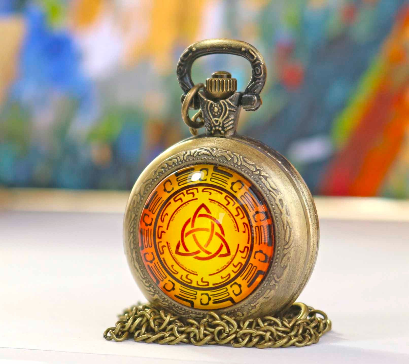 Triquetra Pocket Watch Yellow Celtic Trinity Knot - Etsy