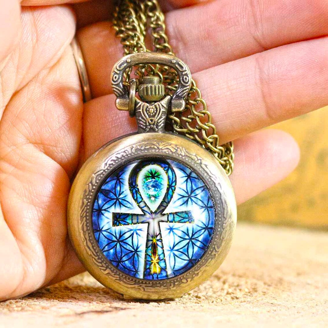 Egyptian Cross Ankh Pendant Necklace Pocket Watch - Etsy