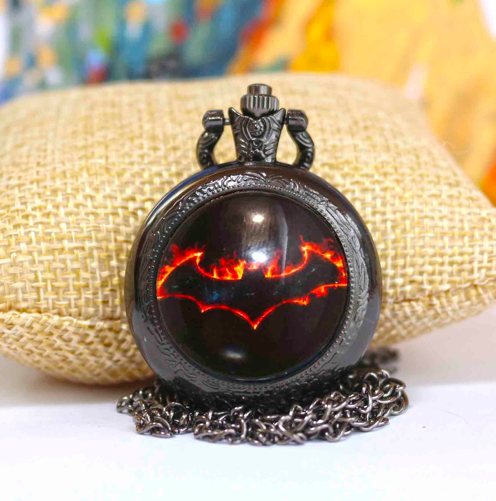 Bat Handmade Pocket Watch Fire Shadow Men Gift - Etsy