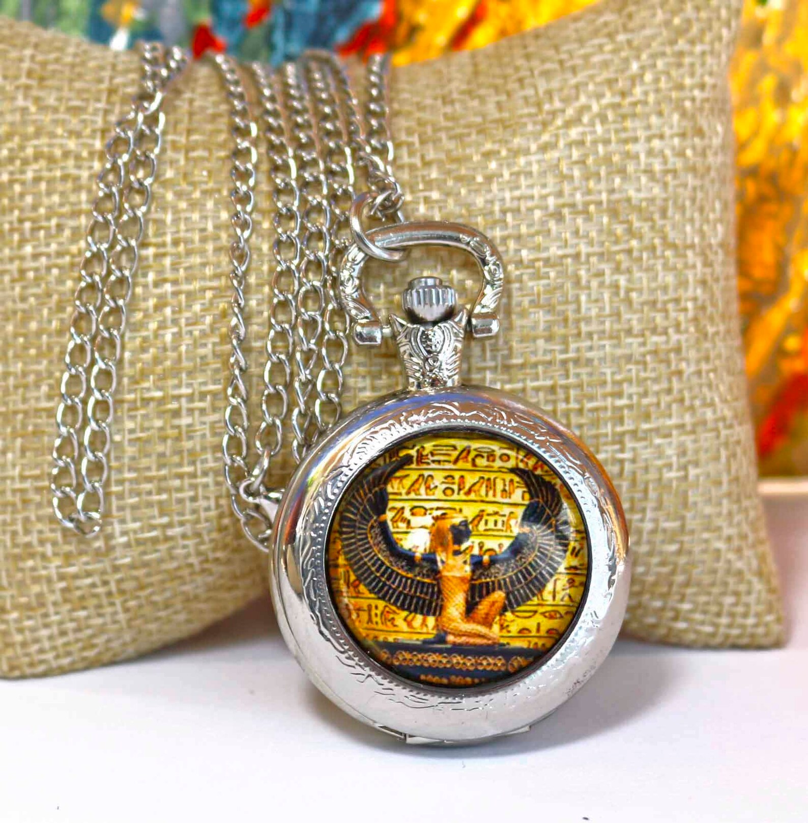 Egyptian Goddess Pendant Necklace Pocket Watch - Etsy