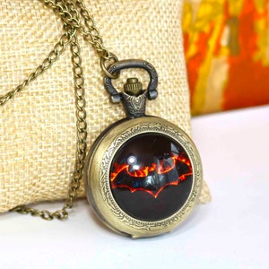 Bat Handmade Pocket Watch Fire Shadow Men Gift - Etsy