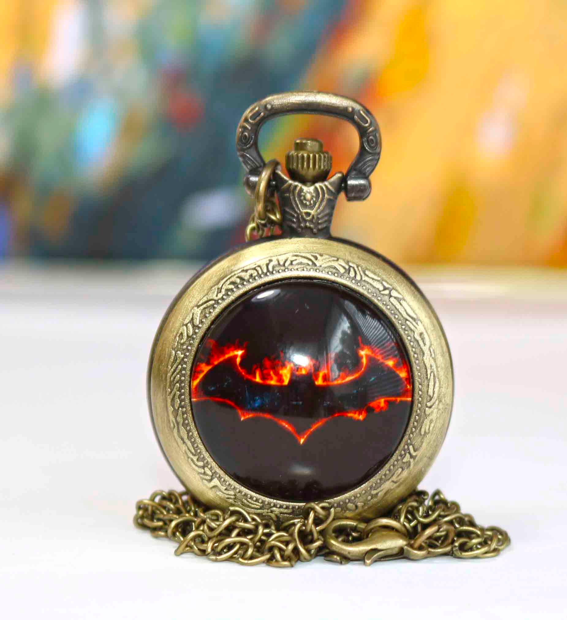Bat Handmade Pocket Watch Fire Shadow Men Gift - Etsy