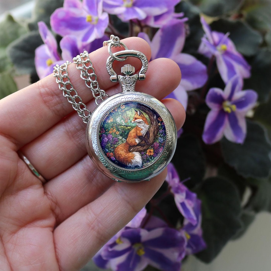 Fox in Enchanted Forest Pocket Watch – Woodland Fairycore Jewelry ...