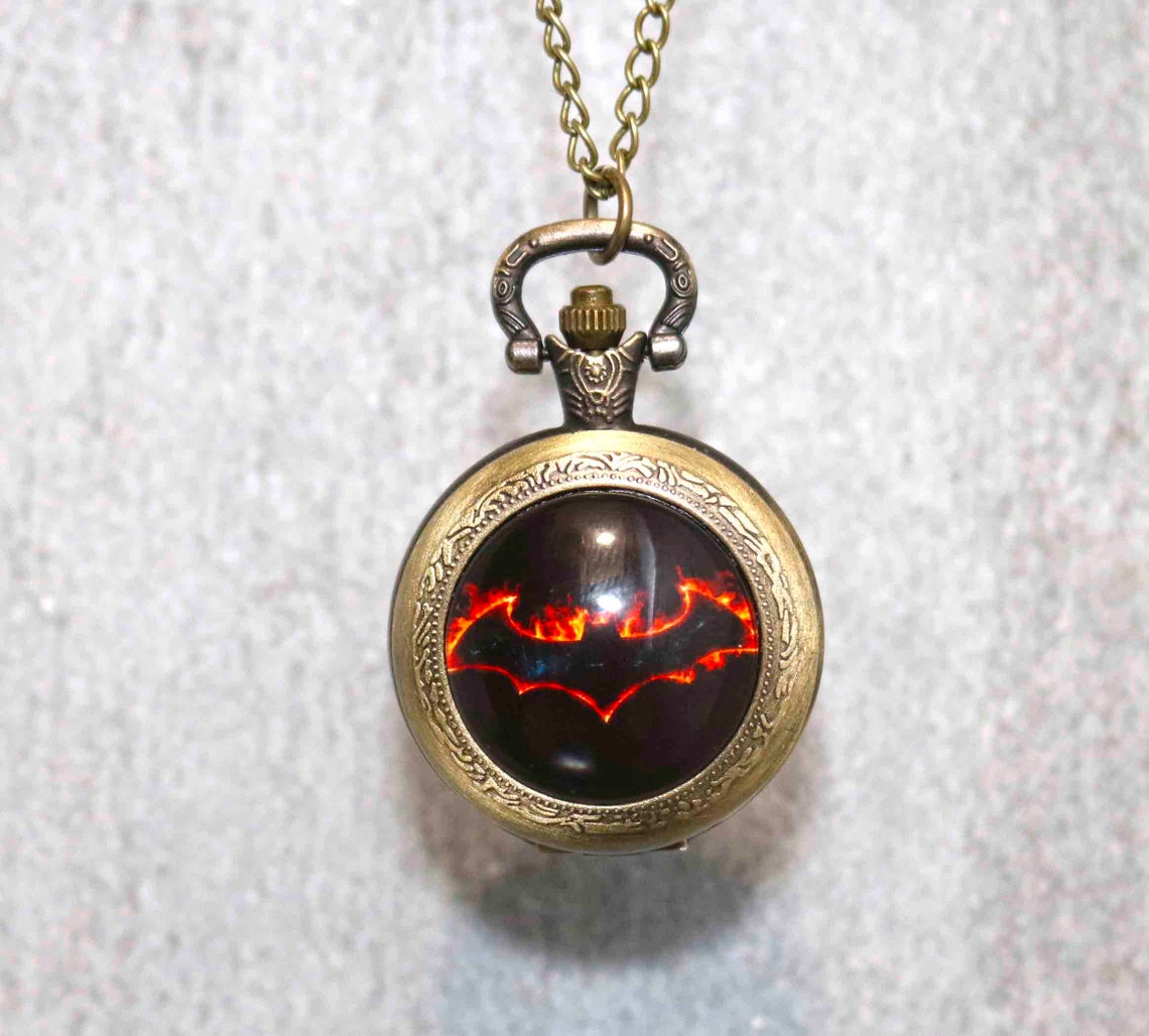 Bat Handmade Pocket Watch Fire Shadow Men Gift - Etsy