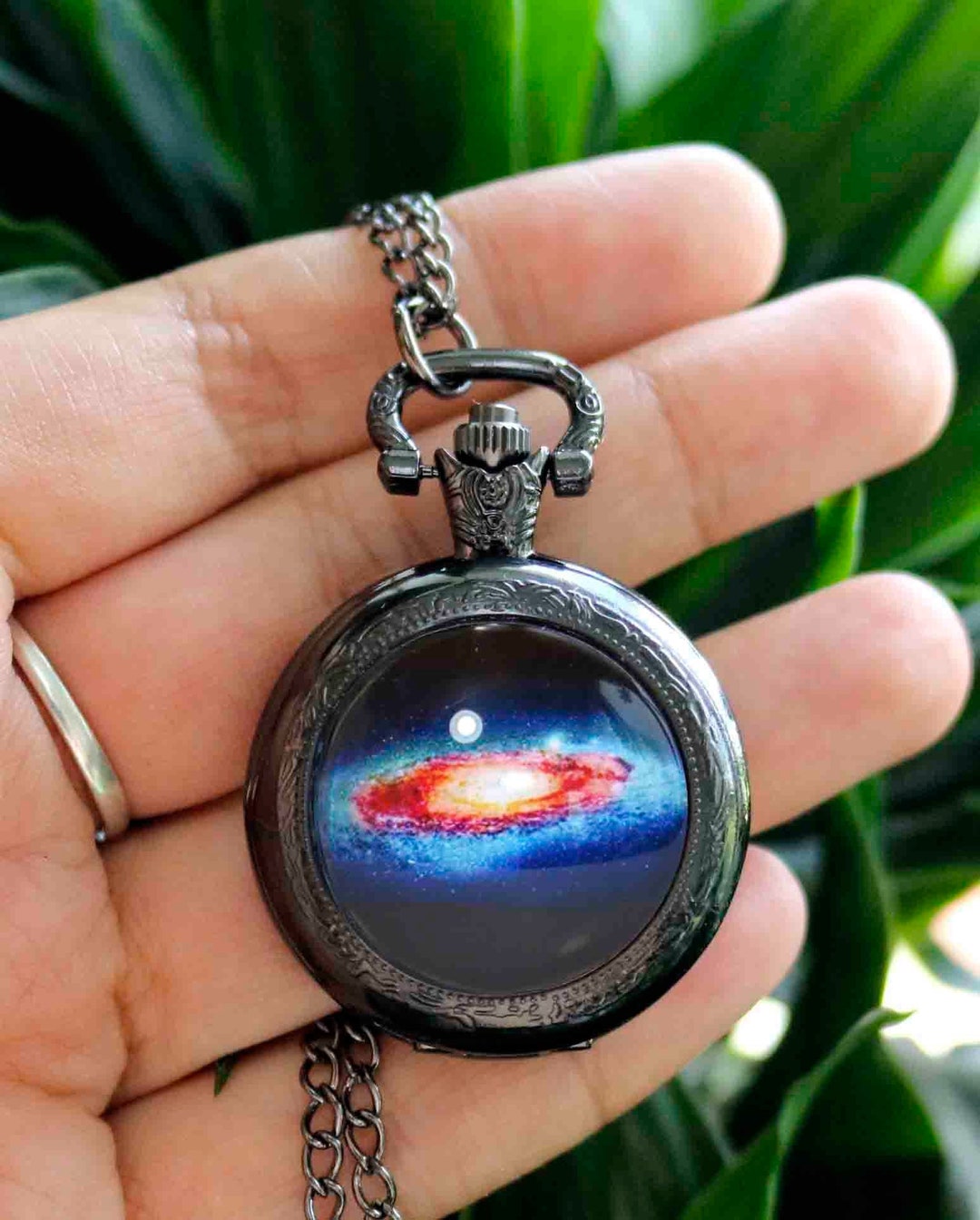 Cosmic Nebula Galaxy Pocket Watch Long Chained - Etsy