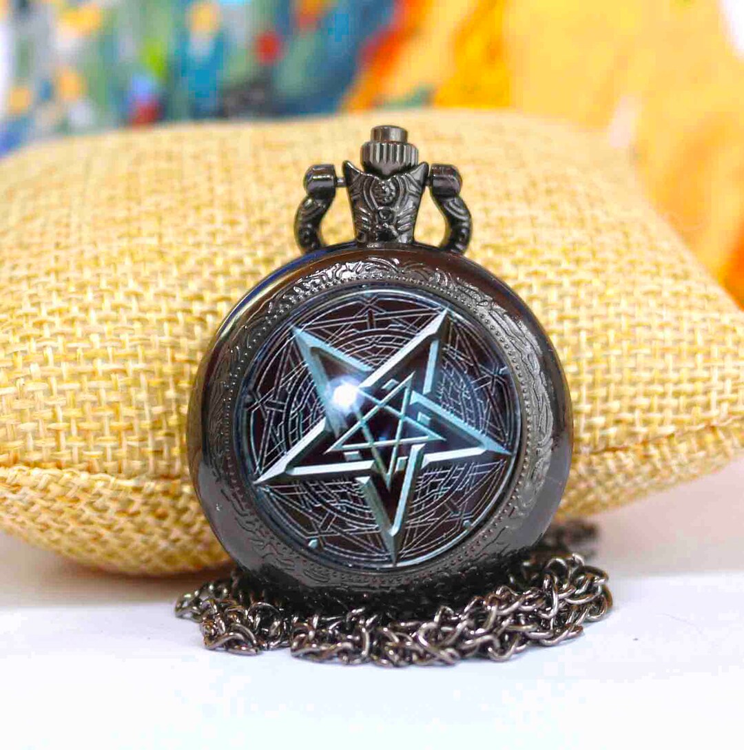 Grey Inverted Pentagram Pocket Watch Pendant - Etsy