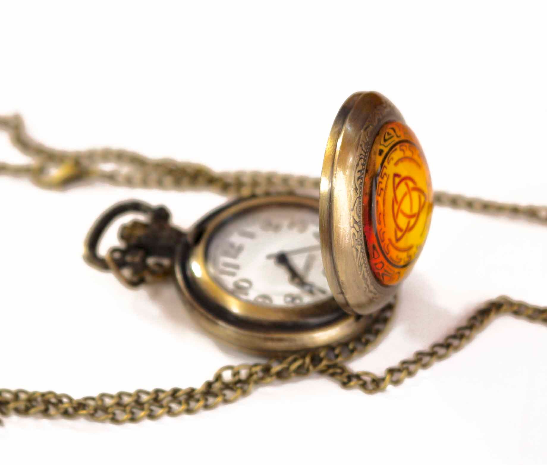 Triquetra Pocket Watch Yellow Celtic Trinity Knot - Etsy