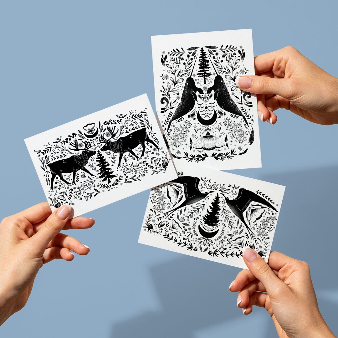 Arctic Animal Holiday Card Set | Woodland Winter Greeting Cards ...