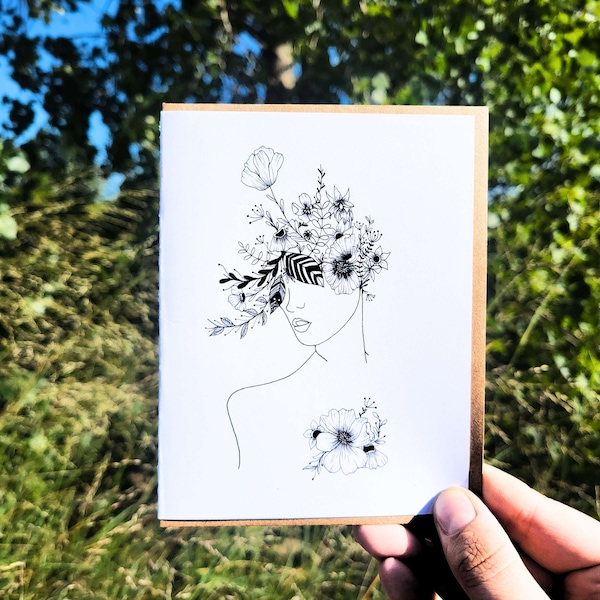 Line Art Card - Etsy