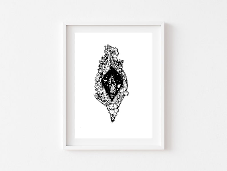 Vulva Print Vagina Body Positive Print Black and White - Etsy Australia