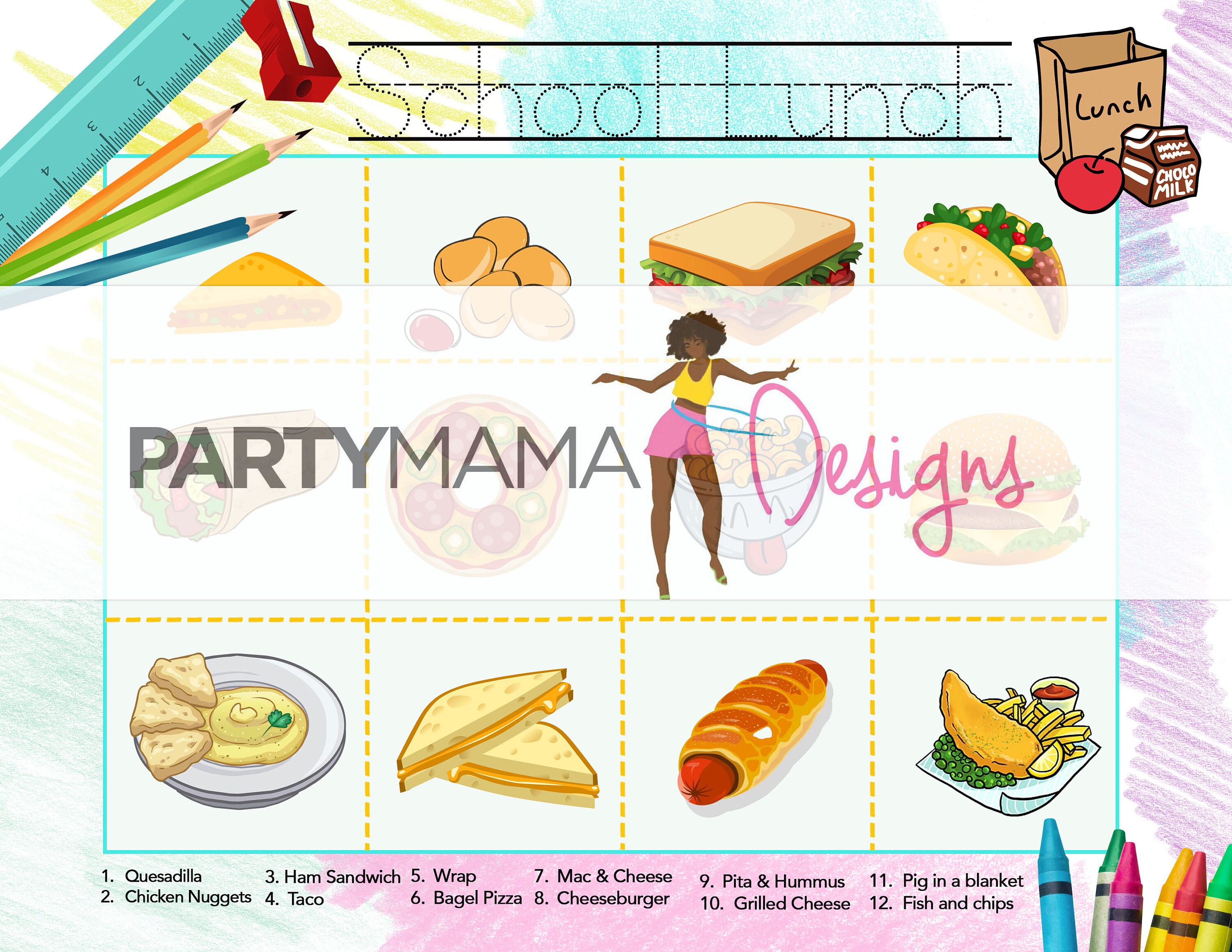 PRINTABLE Menus | School Lunch, Snack Menus for Kids - Etsy