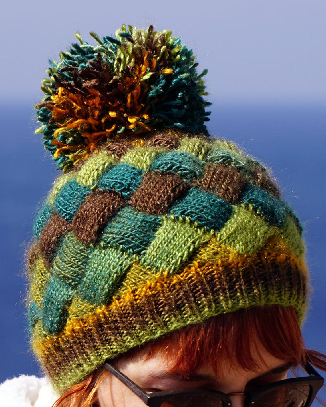 Colorful Beanie, Beret, Colorful a Little Bit Shiny, Handmade, Knitting ...