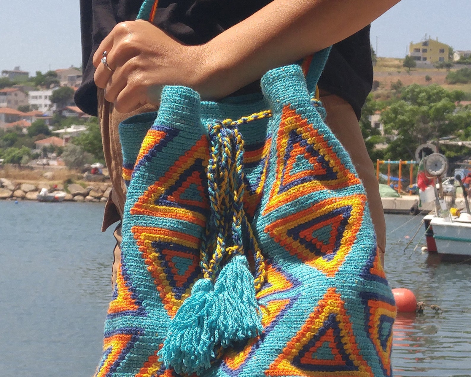 Wayuu Bag Colorful Body & Colorful Strap Women Shoulder Bag Crochet ...