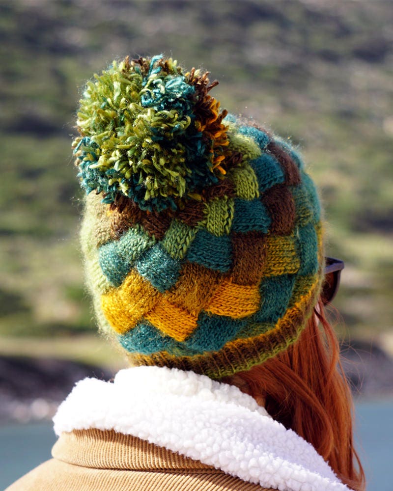 Colorful Beanie, Beret, Colorful a Little Bit Shiny, Handmade, Knitting ...