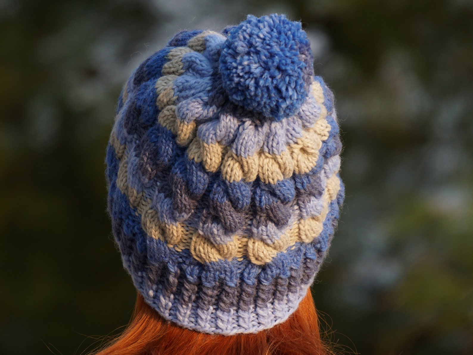 Shades of Blue Beanie Braid Pattern Beanie Beret | Etsy