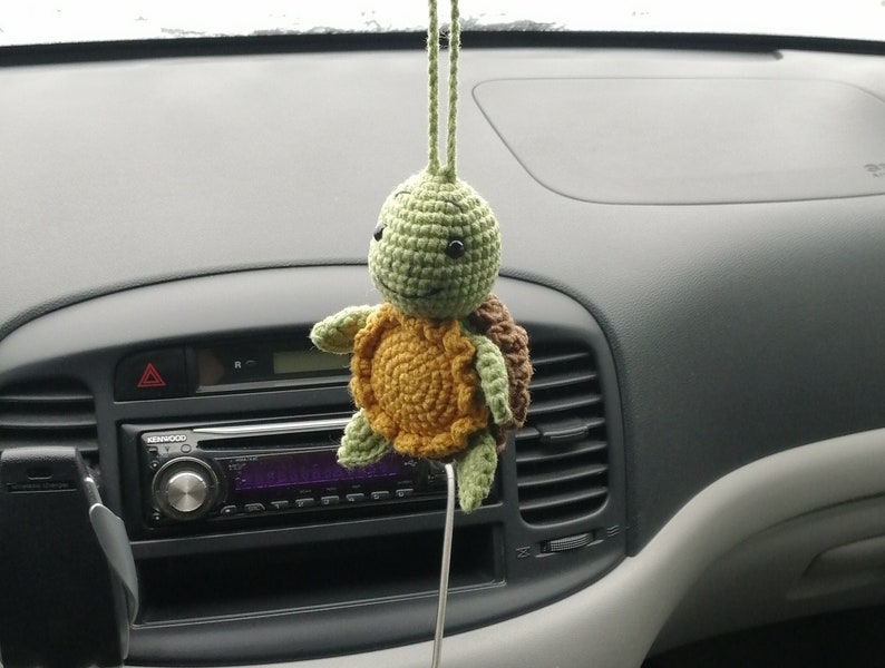 Crochet Turtle Car Rear View Mirror Hanger, Cute Car Accessory - Etsy