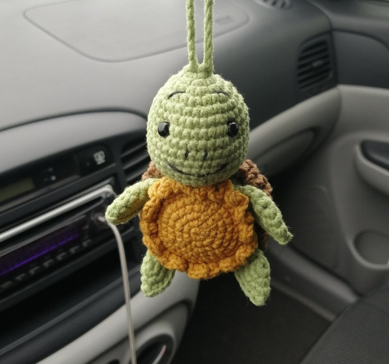 Crochet Turtle Car Rear View Mirror Hanger, Cute Car Accessory - Etsy