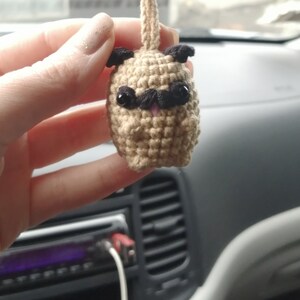 Crochet Pug Dog Rear View Mirror Accessories - Etsy