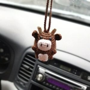 Crochet Cow Rear View Mirror Charm - Etsy