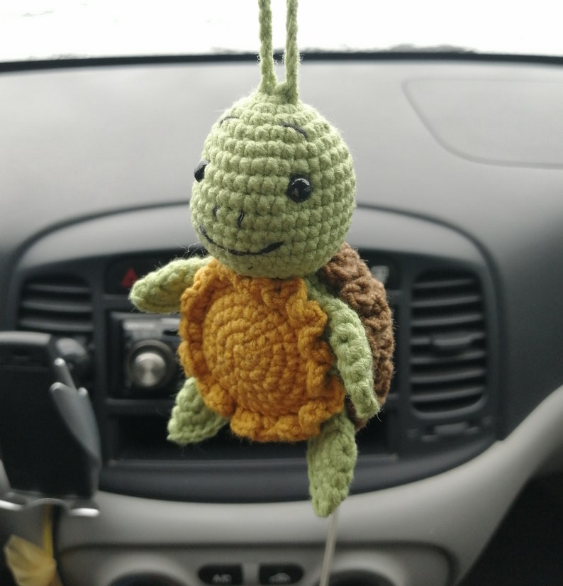 Crochet Turtle Car Rear View Mirror Hanger, Cute Car Accessory - Etsy