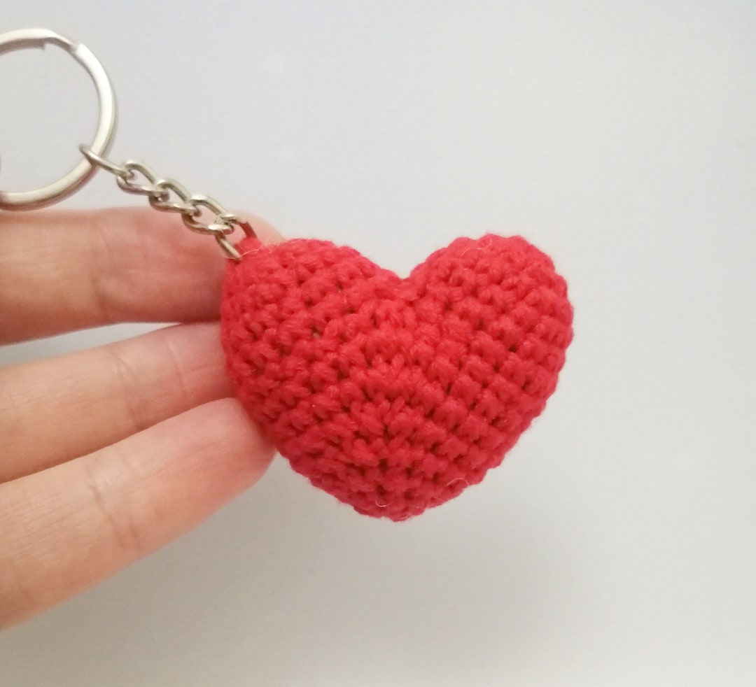 Crochet Keychain Red Heart - Etsy