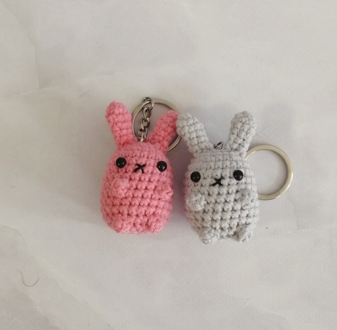 Crochet Keychain Bunny Rabbit Cute Gift for Couples, Set of Two Keyring ...