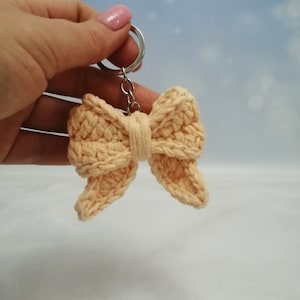 Crochet Bow Keychain in Pastel Colors - Etsy