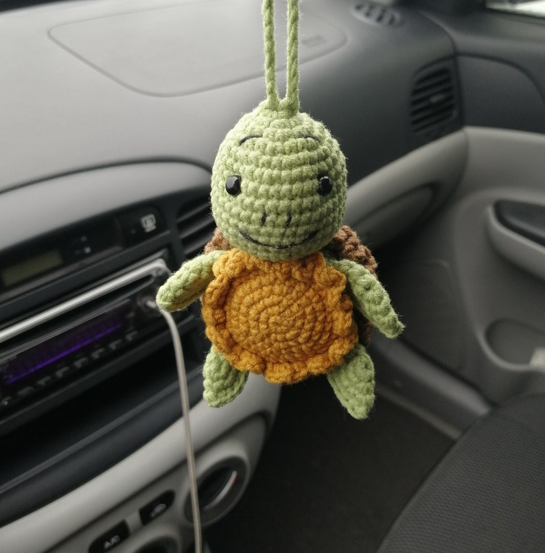 Crochet Turtle Car Rear View Mirror Hanger, Cute Car Accessory - Etsy
