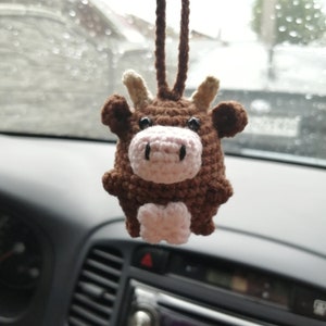 Crochet Cow Rear View Mirror Charm - Etsy