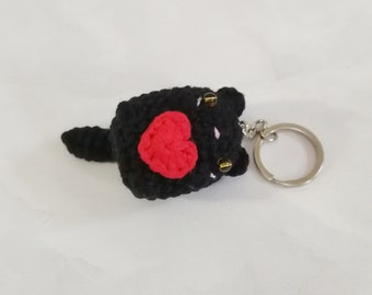 Cute Black Cat Crochet Keychain, Amigurumi Black Cat, Crochet Mini ...