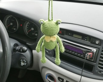 Swinging Frog | Crochet | Rear View Mirror Decor - Etsy