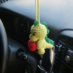Dinosaur Car Accessory, Dinosaur Car Crochet, Car Hanging Charm ...