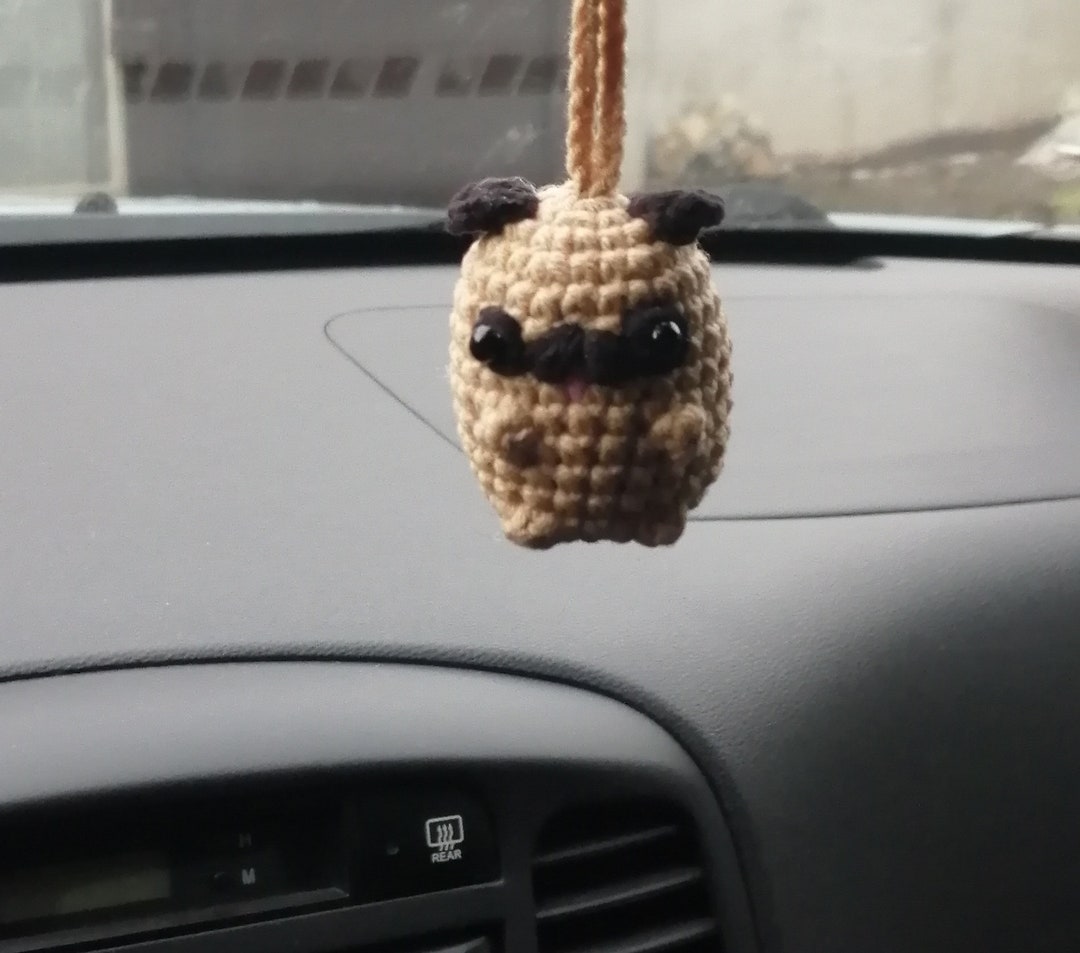 Crochet Pug Dog Rear View Mirror Accessories - Etsy