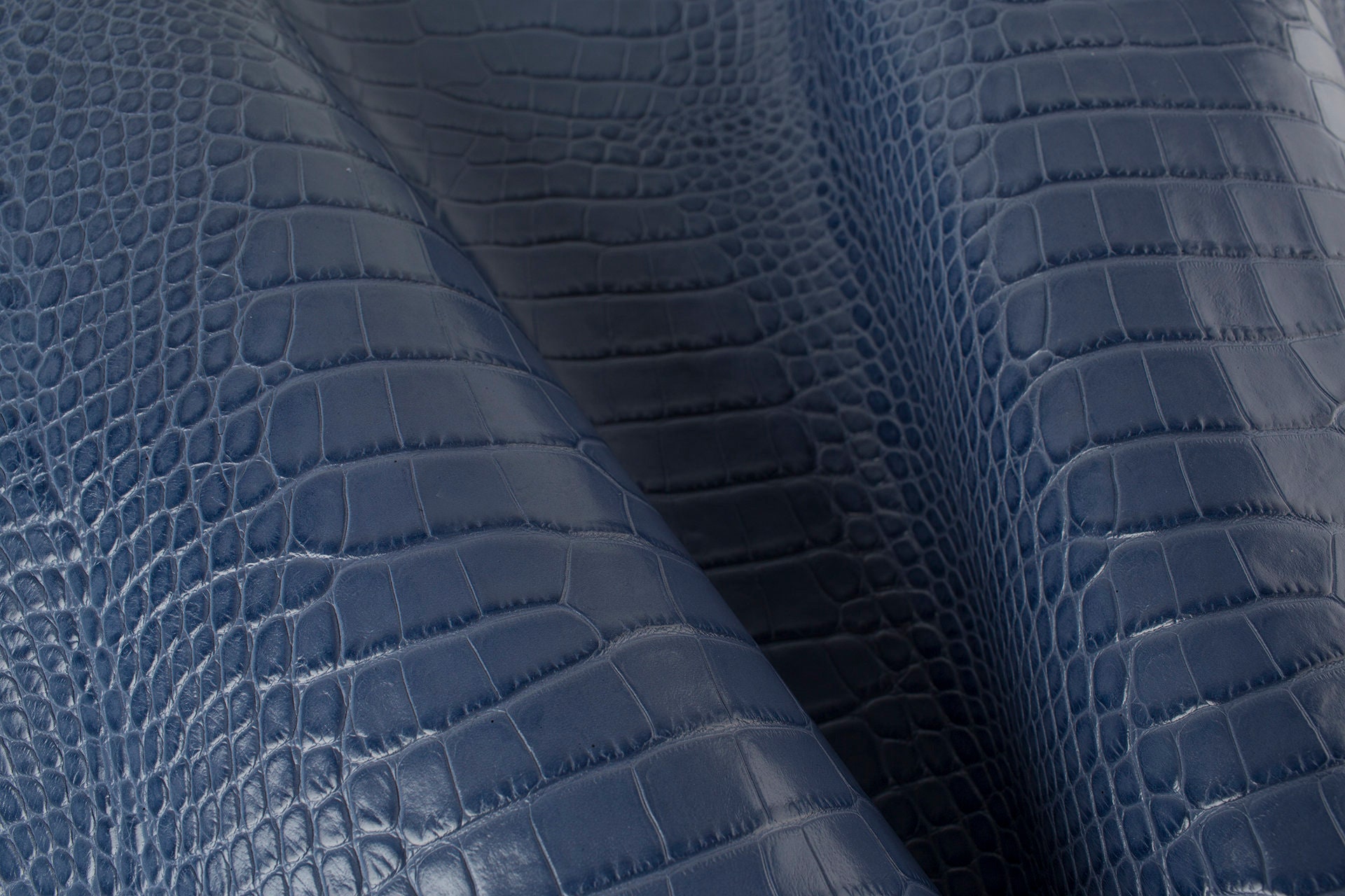 Blue Crocodile Embossed Print ITALIAN Leather Calf Cow Hide | Etsy