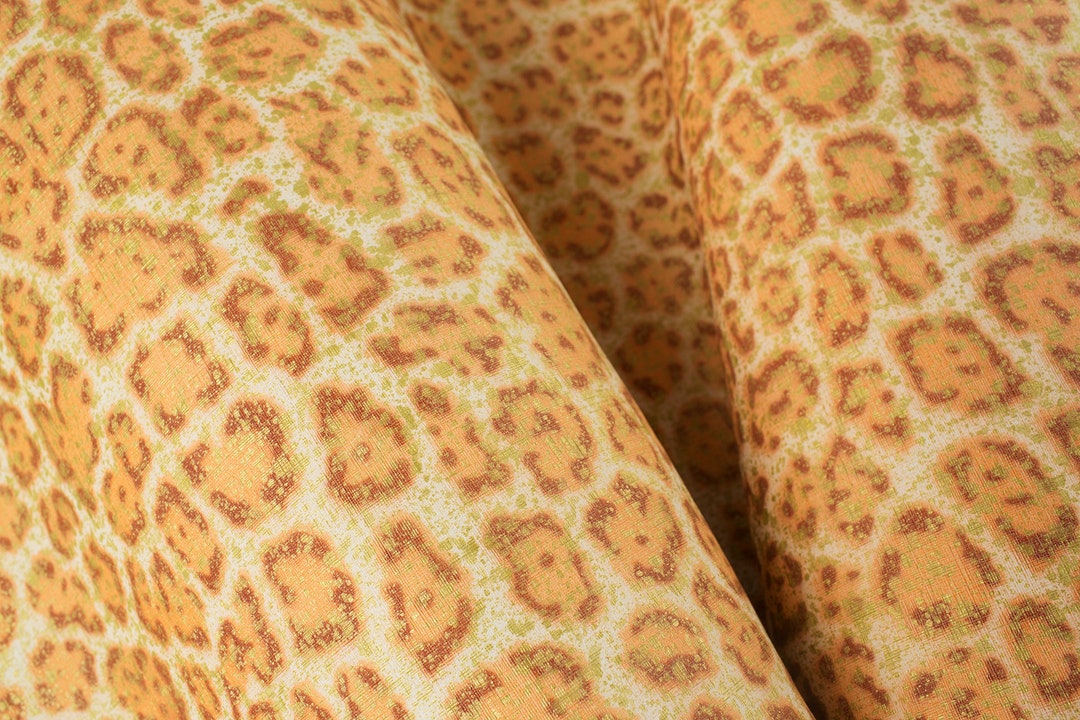 ORANGE Print JAGUAR ITALIAN Leather Calf Cow Hide Scraps Scrap Square ...