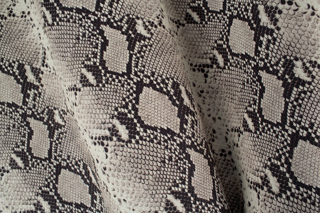 Black and White ITALIAN Python Print ITALIAN Leather Lamb Sheep Hide ...