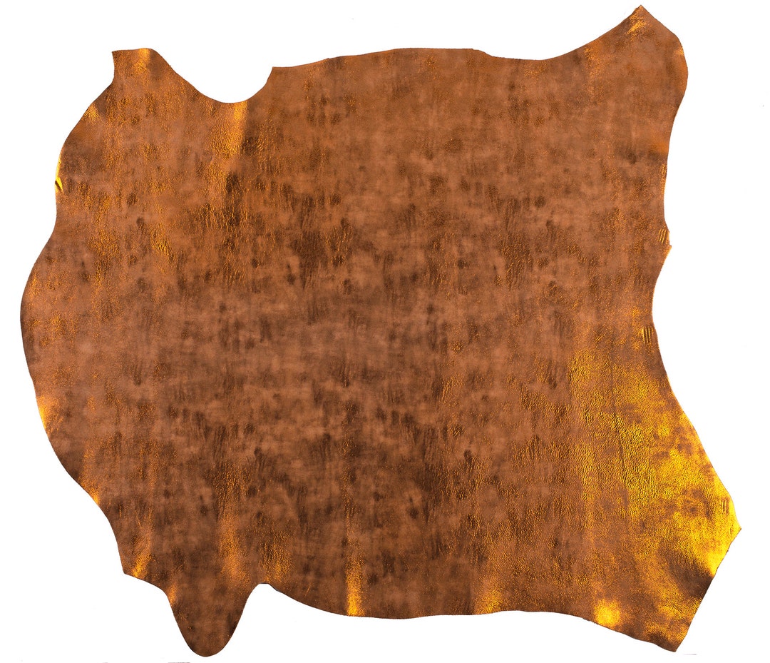 Orange ITALIAN Goat Suede Velours Foil (LASER COATING) Leather Hide ...