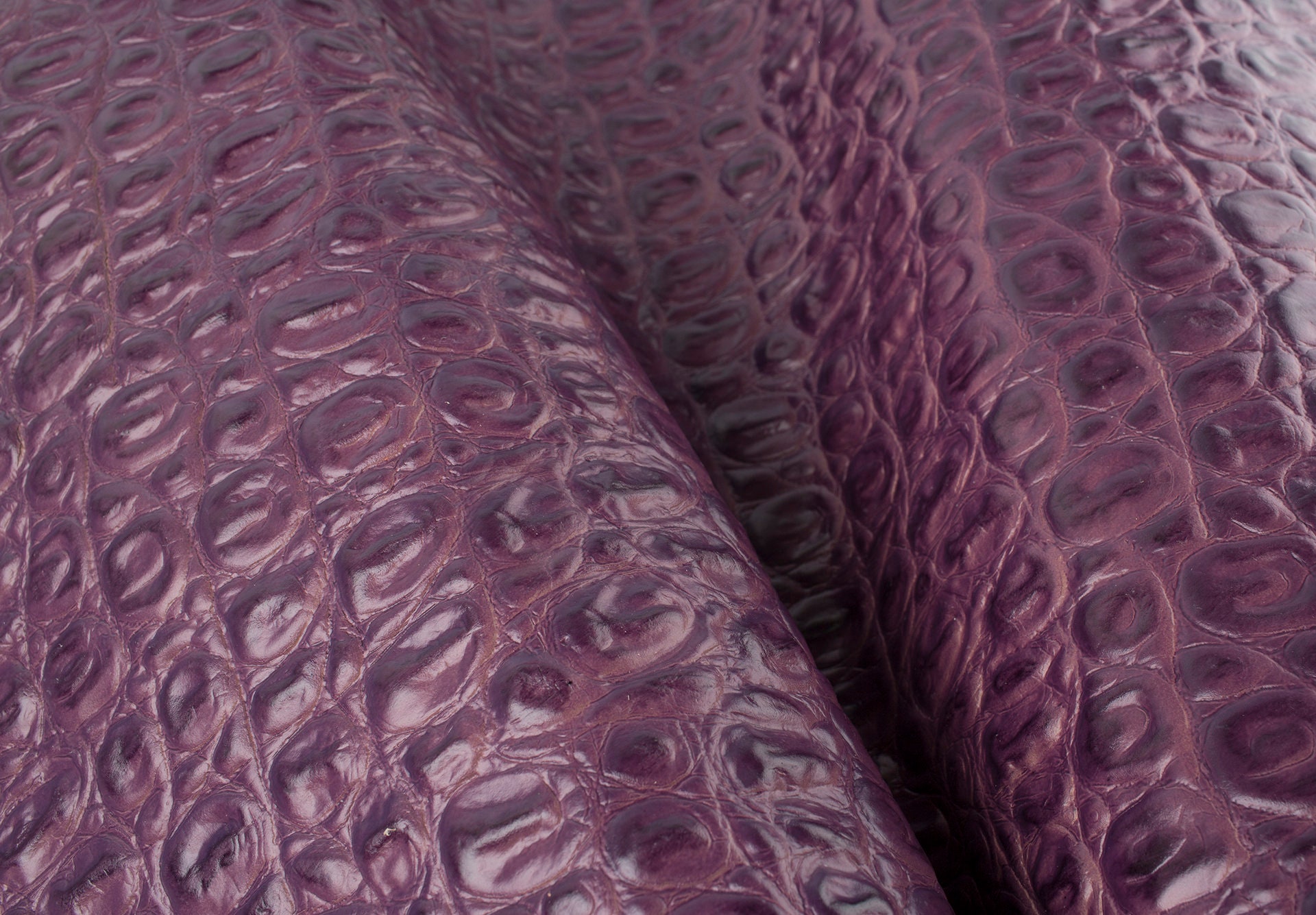 VIOLET Crocodile Embossed Print ITALIAN Leather Calf Cow Hide Scraps ...