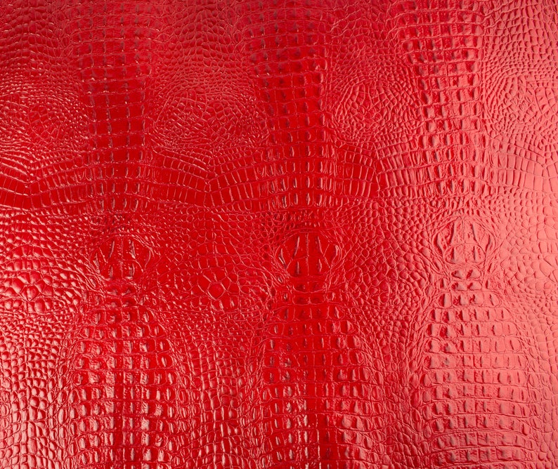 RED Crocodile Embossed Print ITALIAN Leather Calf Cow Hide - Etsy