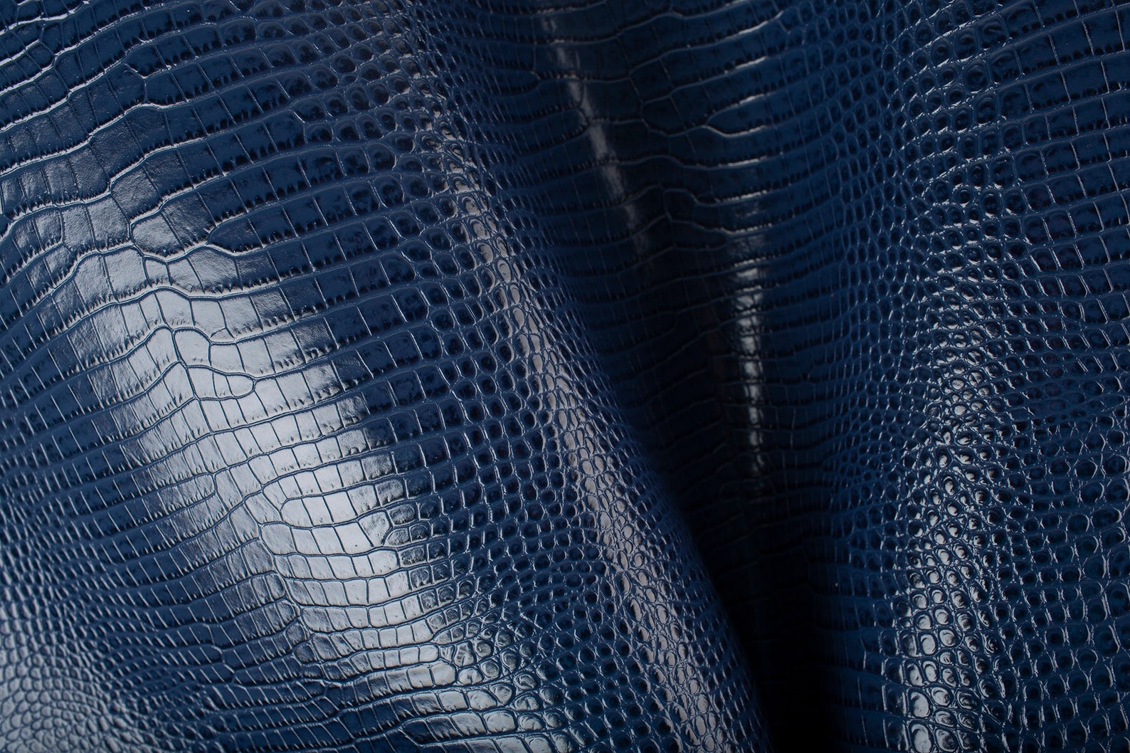 Dark Blue Crocodile Embossed Print ITALIAN Leather Calf Cow - Etsy