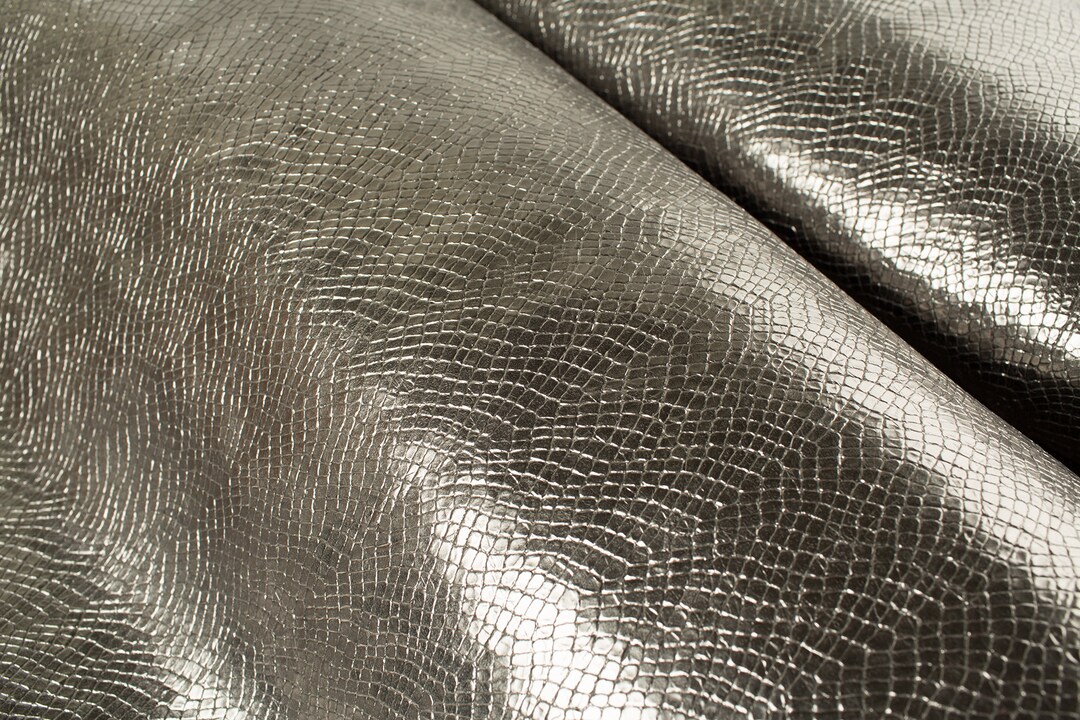 Dark Silver Print Python ITALIAN Leather Calf Cow Hide Scraps Scrap ...