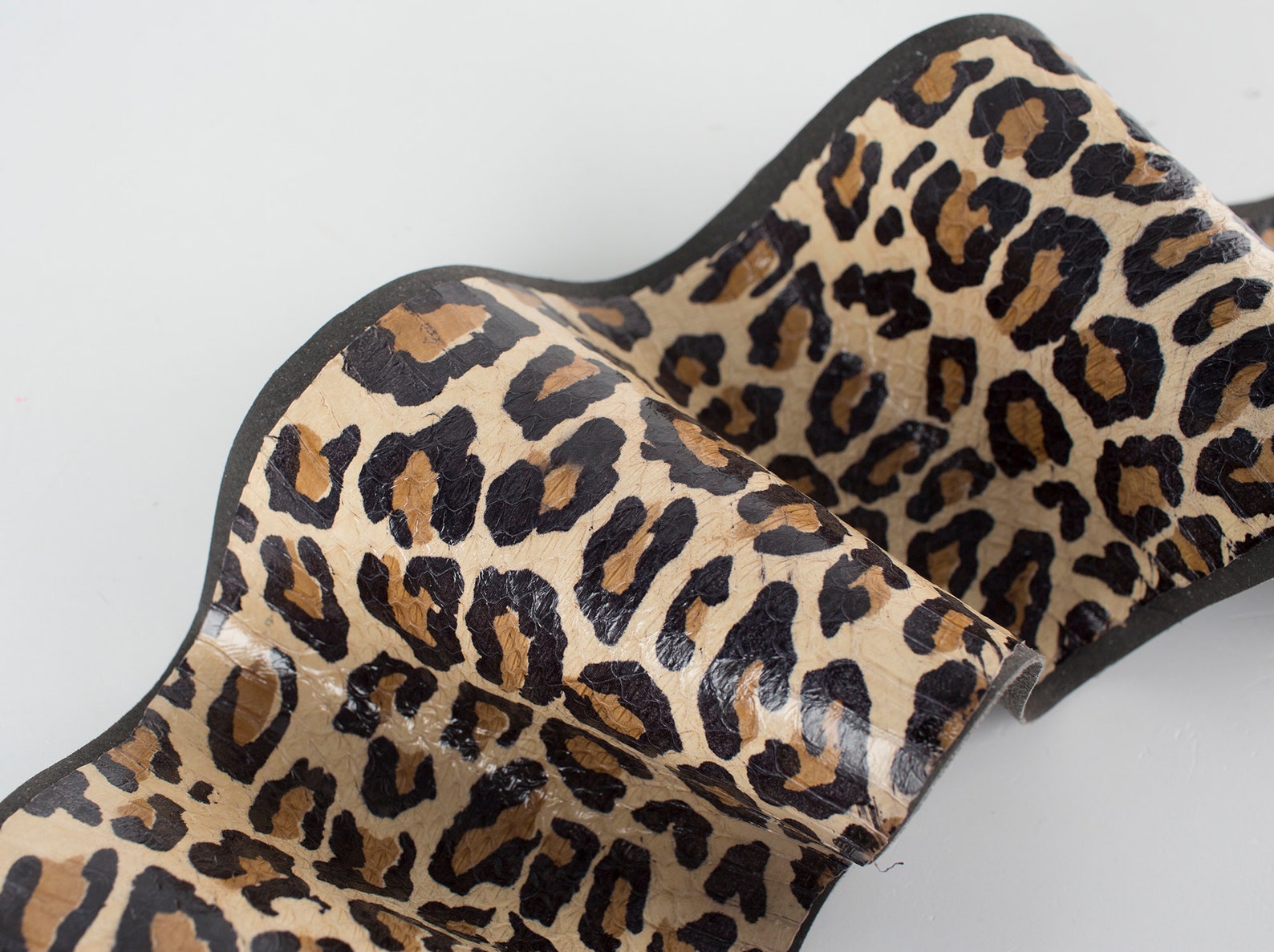Print Jaguar ITALIAN Genuine SNAKE Leather (on Fabric Lining) Glossy ...