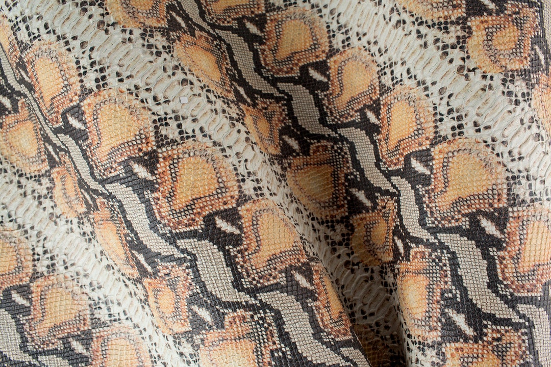 Yellow/black Python Embossed Print ITALIAN Leather Calf Cow Hide Scraps ...