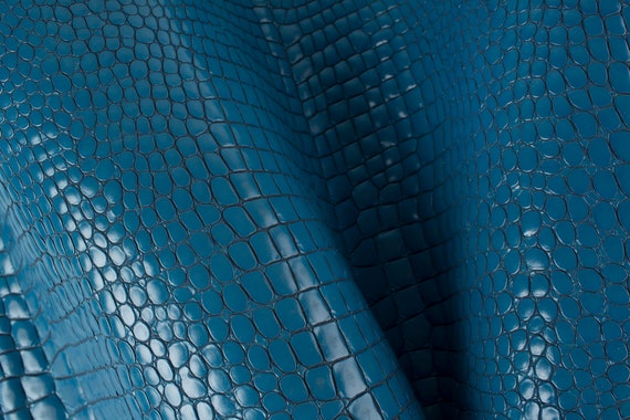 Blue Crocodile Embossed Print ITALIAN Lambskin sheep leather | Etsy