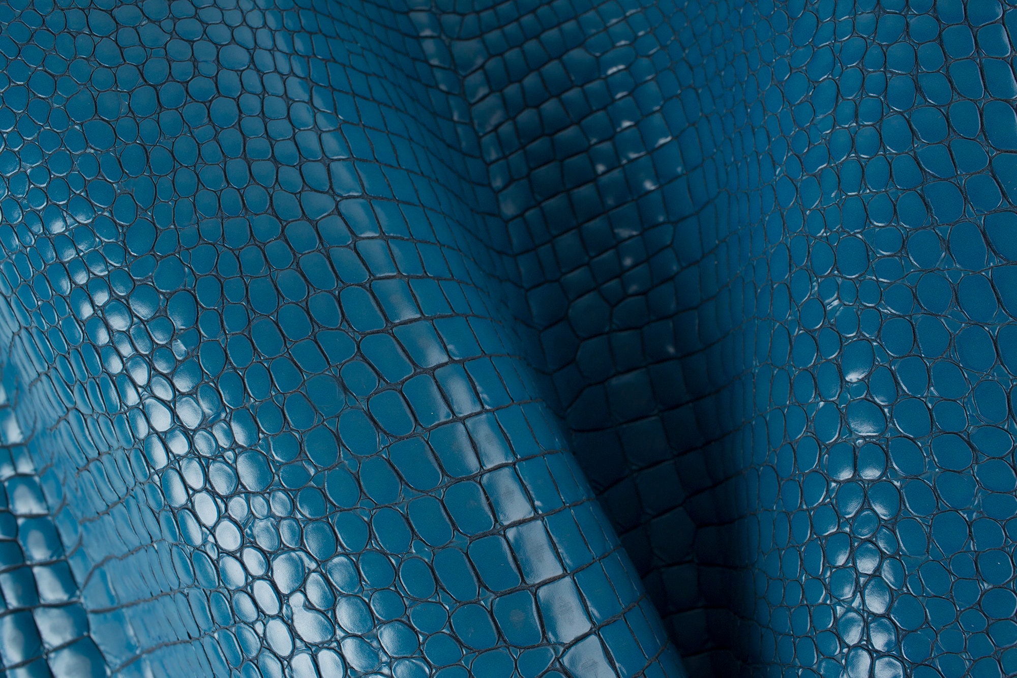 Blue Crocodile Embossed Print ITALIAN Lambskin sheep leather | Etsy