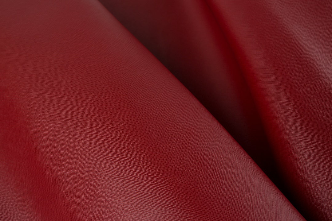 Dark RED ITALIAN SAFFIANO Leather Calf Cow Hide Scraps Scrap Square ...