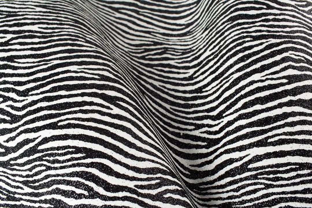 Zebra Print With Sparkles (ji- Ch) Italian GLITTER Haberdashery Fabric ...